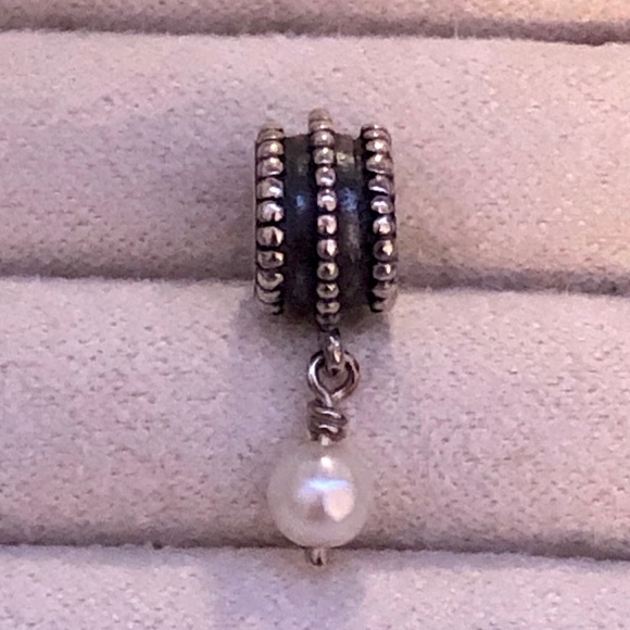 Pandora | Jewelry | Pandora Beveled Pearl Drop Dangle Charm | Poshmark